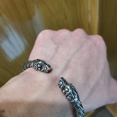 Viking Bracelet Norse Metal Arm Ring Scandinavian Band With Dragon ...