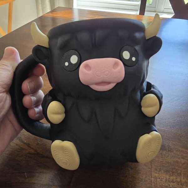 Ferdinand Highland Cow Ice Cream Pint Holder – 3D Printed With Spoon ...