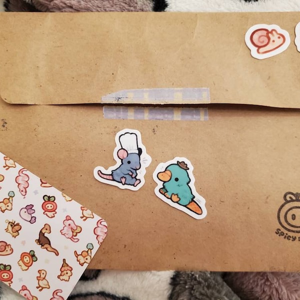 Little Chef and Secret Agent Mini Sticker Set of 2 / Cute Animal Vinyl ...