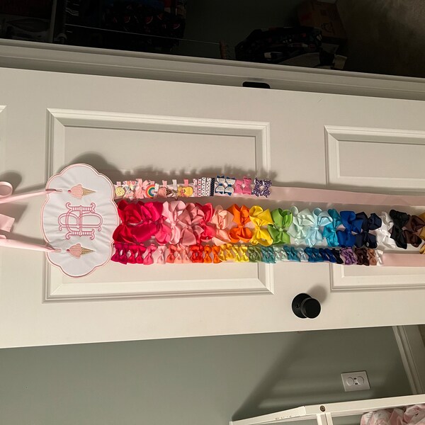 Embroidered Bow Holder Monogrammed Bow Holder Girls Personalized Bow ...