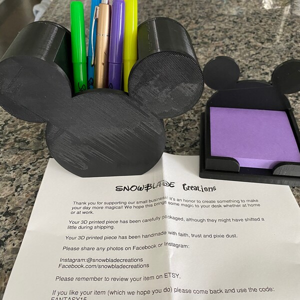 Mickey Mouse 3D Printed Disney Sticky Note Holder for Desk, Work ...