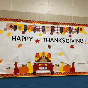Happy Turkey Day Fall Thanksgiving Bulletin Board Kit - Etsy