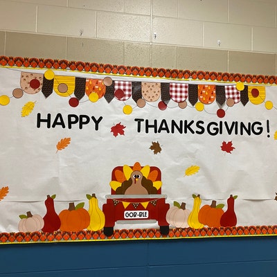 Happy Turkey Day Fall Thanksgiving Bulletin Board Kit - Etsy