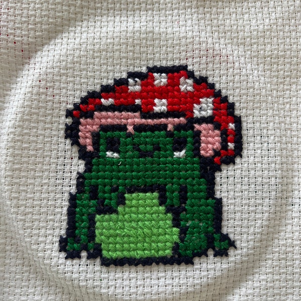 Mushroom Frog Cross Stitch Pattern PDF - Kawaii Funny Easy Tiny Frog ...