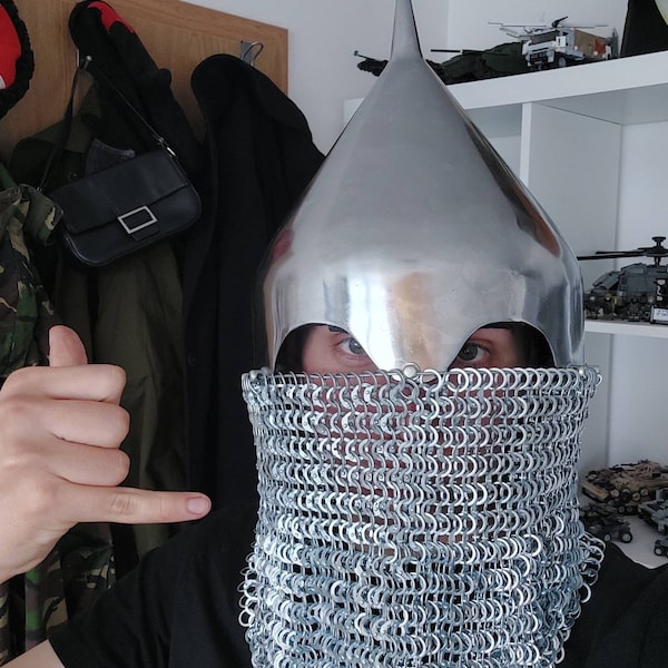 18G Medieval Knight Blackened Helmet Medieval Armor Steel Helmet With ...