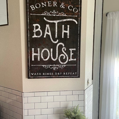 PERSONALIZED Custom Bath House Sign Bathroom Art Family Name and Co ...