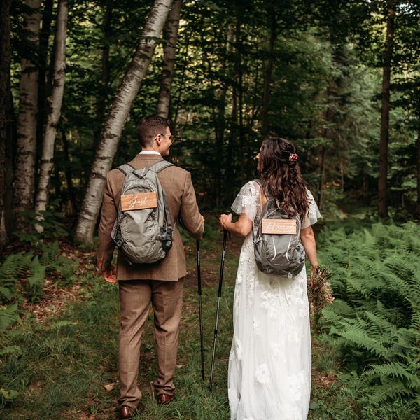 Backpack Signs Just Married Backpack Sign for Mountain Wedding ...