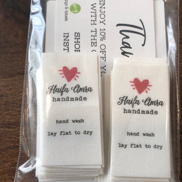 Set of Flat or Fold Over Label, Fabric Labels, Quilt Label, Knitting ...