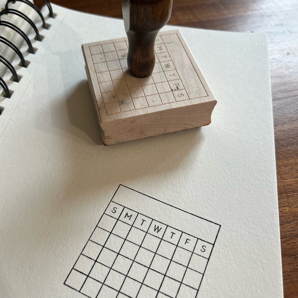 Goal Habit Tracker Stamp (SUNDAY 1st): Perpetual Calendar Rubber Stamp ...