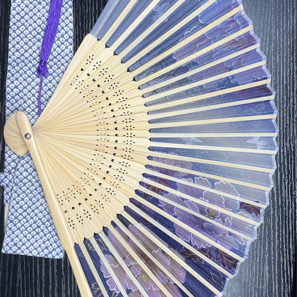 Silk Black Rabbit Hand Fan With Sleeve -handheld Folding Fan, Japanese ...
