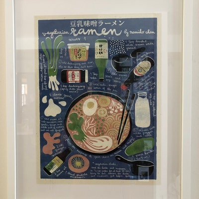 Ramen Illustrated Recipe Art Print Illustrated Food Kitchen Art - Etsy