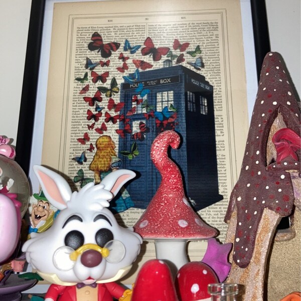 Alice Print Alice Meets Mona Lisa Print on Upcycled Vintage Page Mixed ...