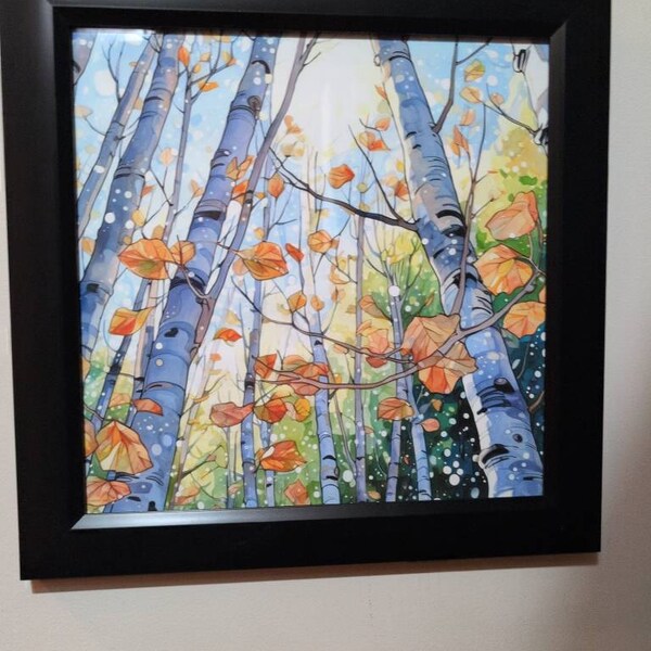 Aspen Trees Art Painting Autumn Aspen Forest Watercolor Art Print Birch ...