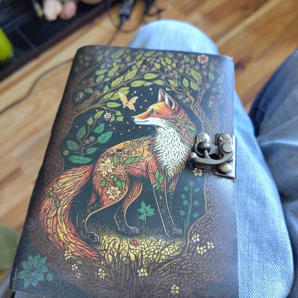 400 Page Large Fox Vintage Handmade Leather Journal, Grimoire Fat ...