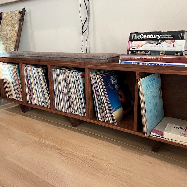 HIFI Vinyl LP Storage Bench With Mid Century Modern Stylings - Etsy