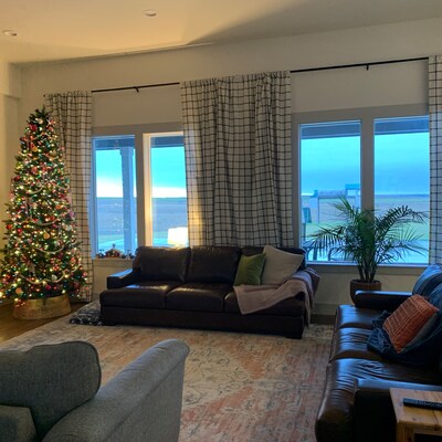 Blue Plaid Slub Rod-pocket Curtains Denim Blue Buffalo Check Curtains ...