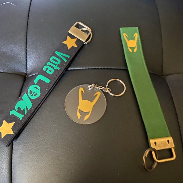 Loki Helmet Marvel Wristlet Key Fob Lanyard Keychain Green - Etsy
