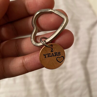 Custom Anniversary Keychain Anniversary Gift Penny Keychain - Etsy