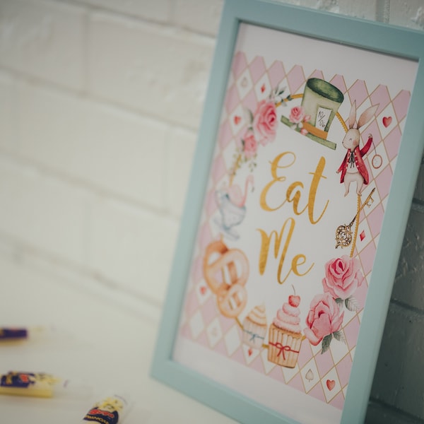 Alice in Wonderland Party Signage, Eat Me Drink Me Signs, Mad Tea ...