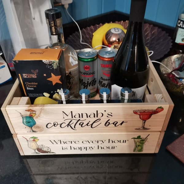 Personalised Cocktail Bar Treat Hamper Gift Crate - Etsy