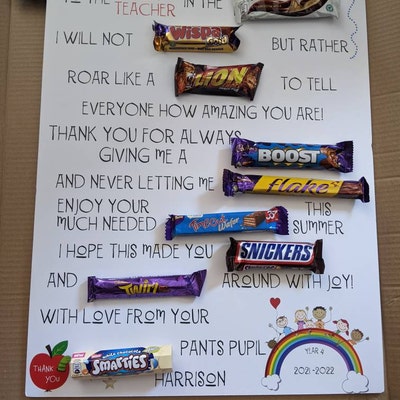 XL Personalised Teacher Chocolate Message Board Teacher Christmas ...