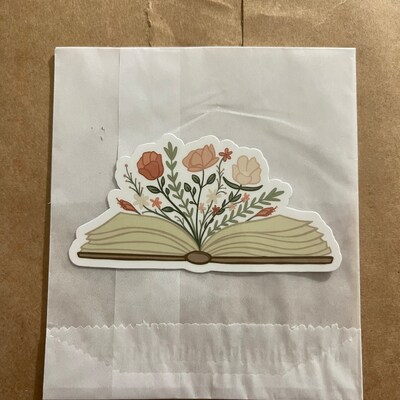 Floral Book Sticker / Open Book Sticker / Reading Sticker / - Etsy