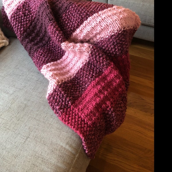 Easy Knit Blanket Pattern, Simple Throw Blanket Knitting Pattern ...