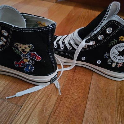 Embroidered Converse/converse Hi Tops/embroidered Colorful Bear ...