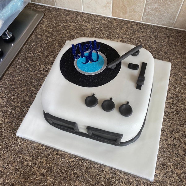 Vinyl Record Theme Cake Topper - Personalised - Etsy
