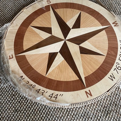 Wood Compass Inlay admiral Wooden Floor Inlay - Etsy