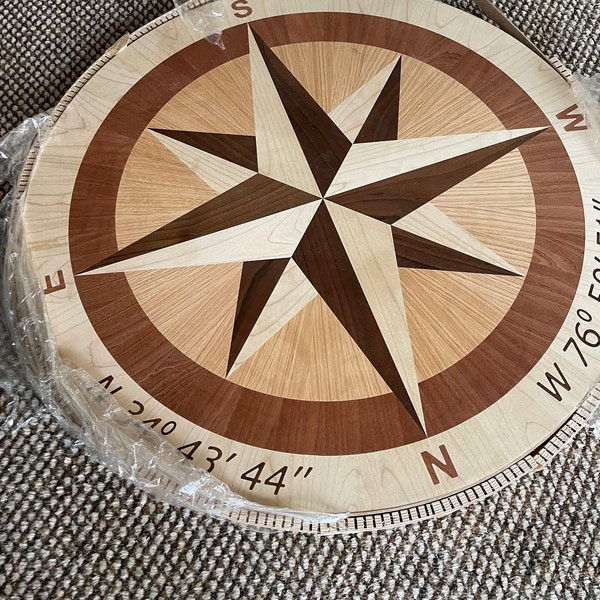 Wood Floor Medallion bay Compass Rose Inlay Wooden Floor Medallion ...