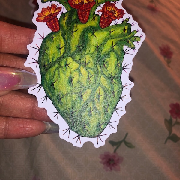 Corazon Nopal Sticker (4" X 4") - Etsy