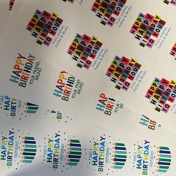 Happy Birthday Stickers | Custom Birthday Gift Labels | Kids Birthday ...