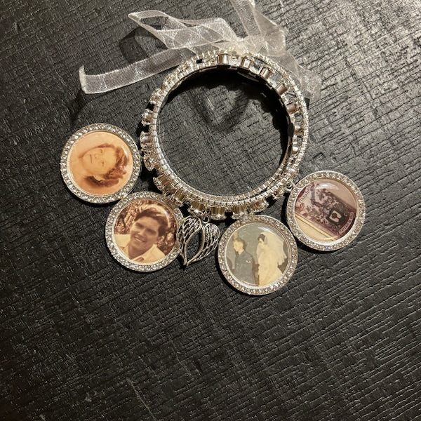 Silver Bridal Bouquet Charm, Wedding Bouquet Charm, Memorial Photo ...