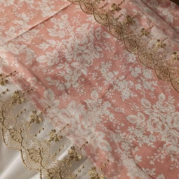 4 Inch Wide Lace Trim|scalloped Trim|gold Color Lace Trim|embroidered ...