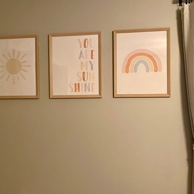 Neutral Rainbow Wall Art Set of 3 Prints, You Are My Sunshine ...