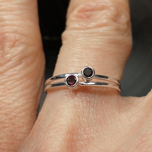 Birthstone Ring, Sterling Silver Birthstone Stacking Ring, Stackable ...