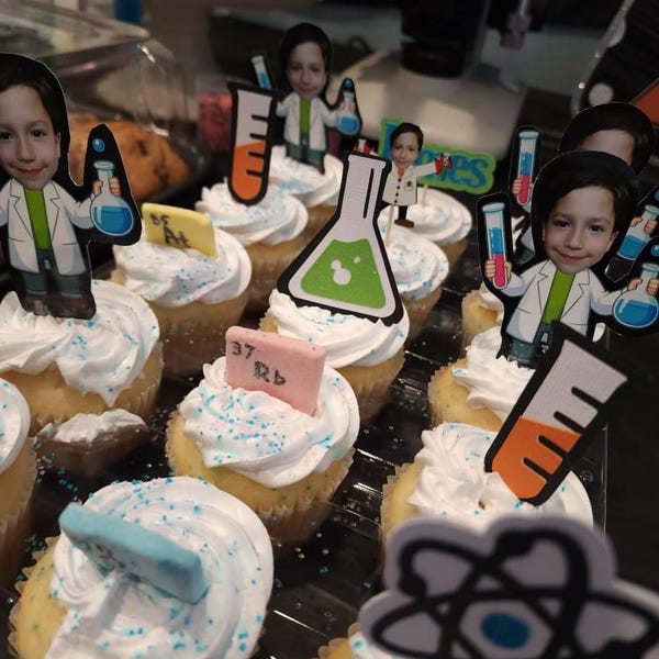 Custom Science Cupcake Toppers, Science Party, Science Birthday, Mad ...