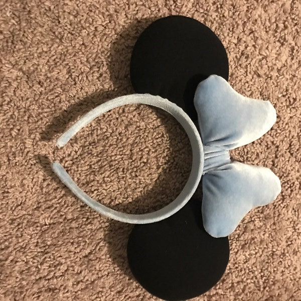 Light Blue Velvet Mouse Ears Headband | Mouse Ears Headband ...