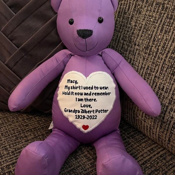 Memory Bears,custom Made ~ Keepsake Bears~with Memory Heart Saying ...