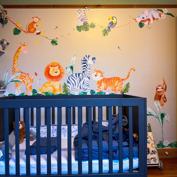 Nursery Wall Decal - Jungle Animals Stickers for Wall - Safari Animals ...