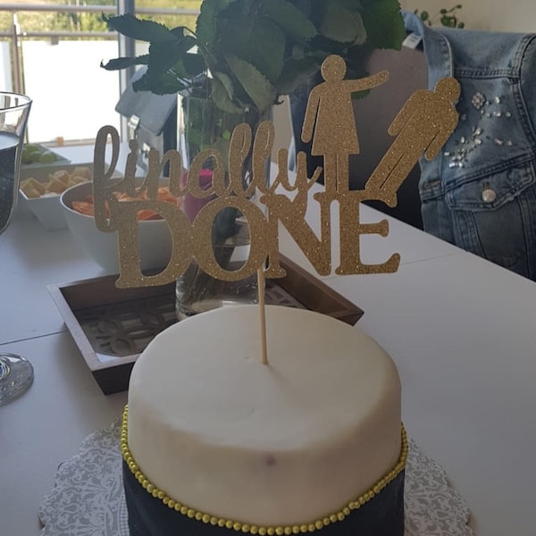 Glitter Divorce Cake Topper - Finally Done Cake Topper, Divorce Party ...