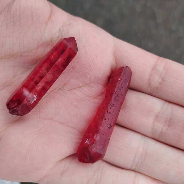 Frosted Red Quartz Crystal Spike Beads Crystal Points Raw Quartz Long ...