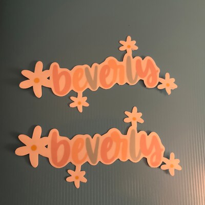 Floral Custom Name Stickers, Personalized Name Decal for School ...