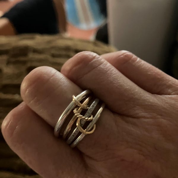 14KGF Gold Eternity Multi Link Connected Ring, Two Tone Connected Rings ...