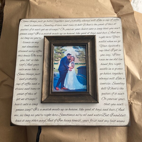Wedding Song Picture Frame, Anniversary Gift With Lyrics to First Dance ...