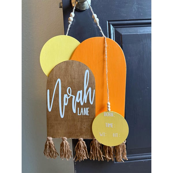 BOHO Baby Hospital Door Hanger Sign | Baby Shower Gift | Nursery Sign ...