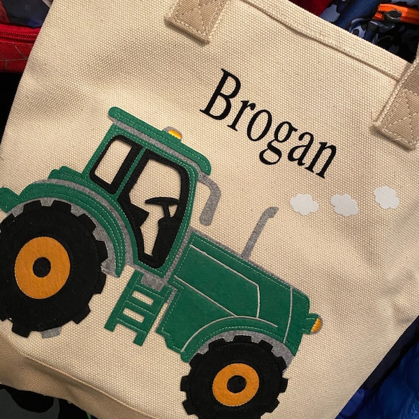 Tractor Tote| Personalized Boys Tote Bag| Green Tractor|john Deer ...