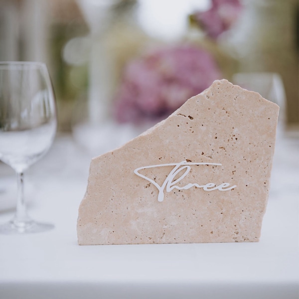Travertine Stone Table Number Wording | Table Number Wording Only ...