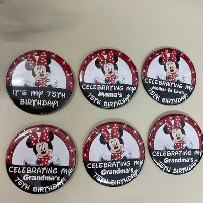 Minnie Birthday Button-disney Birthday Buttons Disney Birthday Pins ...